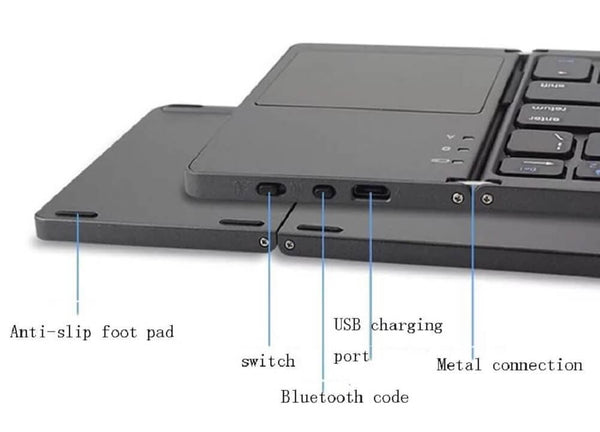 Jelly Comb Foldable Bluetooth Keyboard with Touchpad, Dual Mode Rechar ...