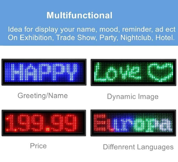 Insignia Bluetooth Digital LED Badge, DIY Programmable Scrolling Messa ...