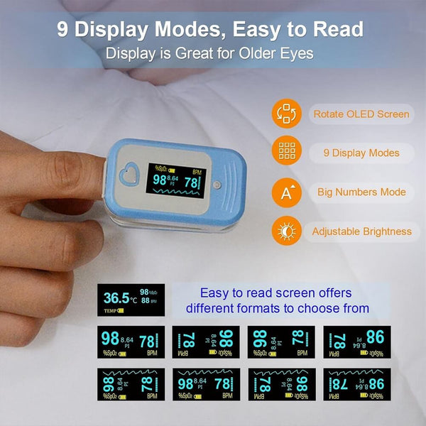MedLinket Temp Pulse Oximeter 5-in-1 Oxygen Saturation Monitor Monitor ...