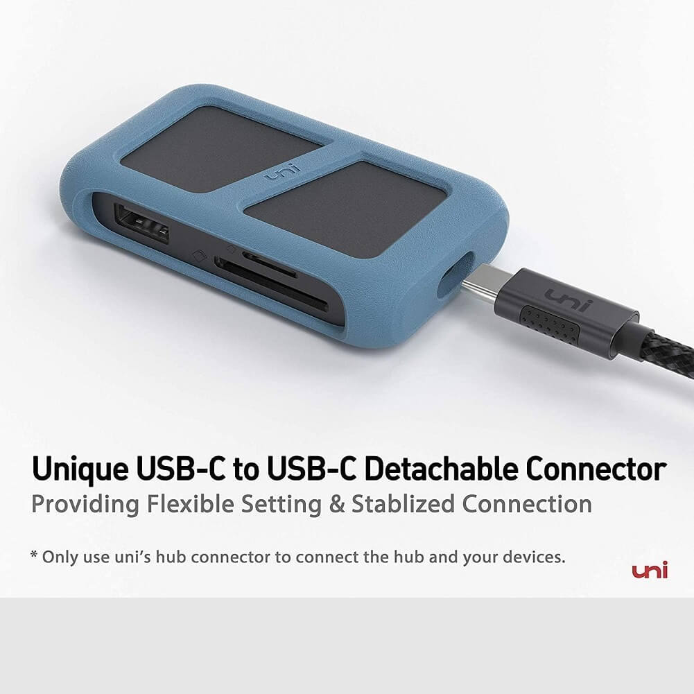 uni USB-C 6-in-1 Hub with Detachable Connector, 4K HDMI, 2x USB 3.0, S ...