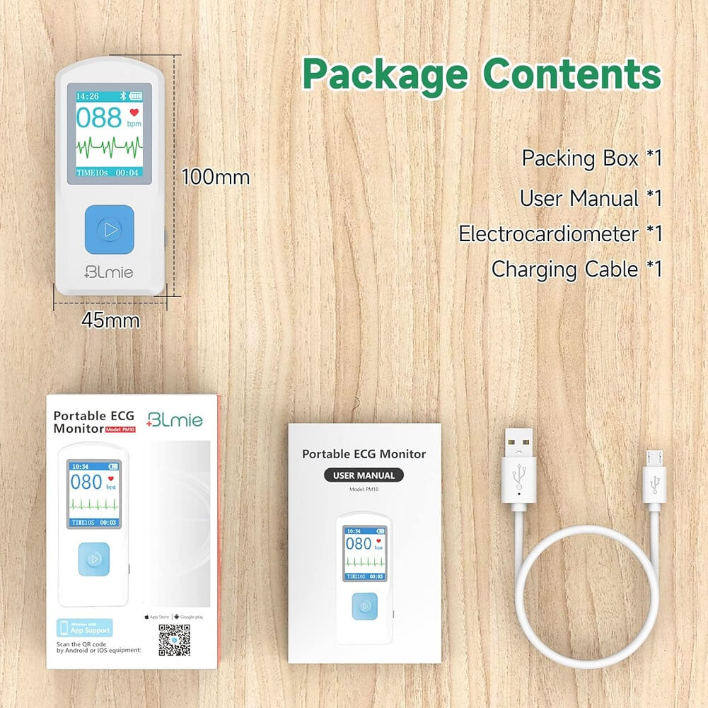 Blmie Bluetooth ECG Portable Mobile Monitor for Home & Office with PC ...