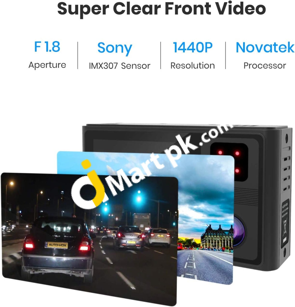 AUTO VOX Aurora Dual Dash Cam Front & Rear Cam 1080P FHD Infrared Nigh ...