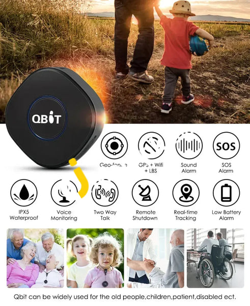 QBIT Mini Personal GPS Tracker with Track solid App, Wi-Fi Positioning ...