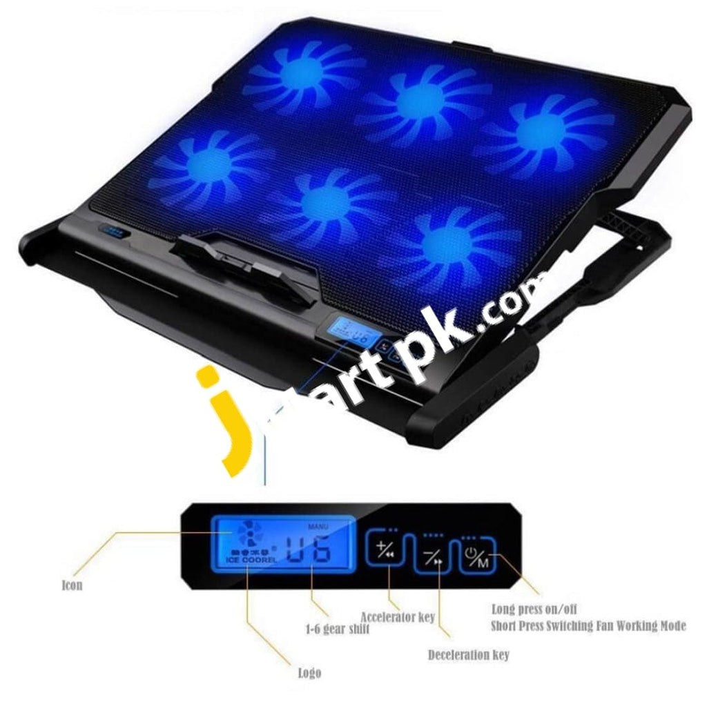TopMate 12"-15.6" Laptop Cooling Pad with Dual USB Port, 6 Fans, LCD D ...
