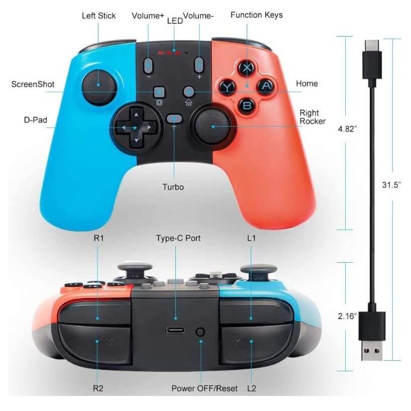 STOGA Wireless Controller for Nintendo Switch, Rechargeable Wireless S ...