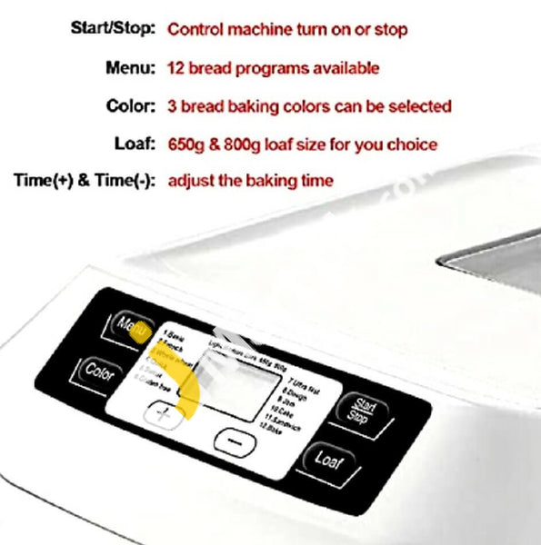 Bread Maker with LCD Screen 12 Baking Programs Automatic Ingredient Bo ...