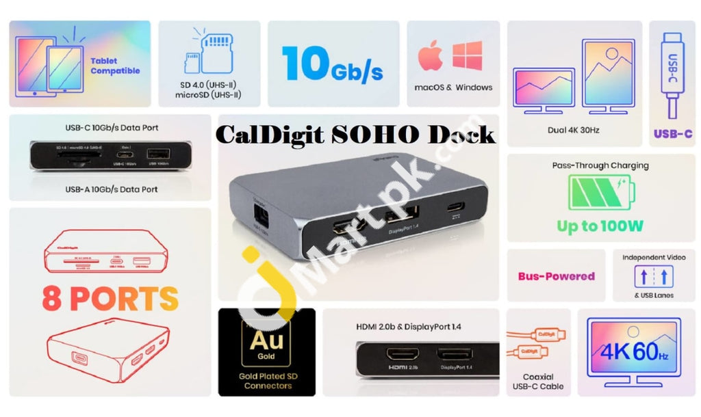 CalDigit USB-C Gen2 10Gb/s SOHO Dock - Up to 4K 60Hz, HDMI 2.0b, HDR ...