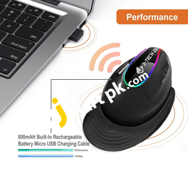 J-Tech V638 Digital Wireless Rechargeable Vertical Ergonomic Mouse wit ...