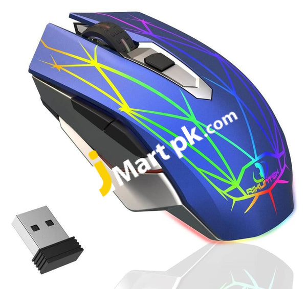 RIIKUNTEK Wireless 2.4GHz Gaming Mouse, Ergonomic RGB Optical Recharge ...