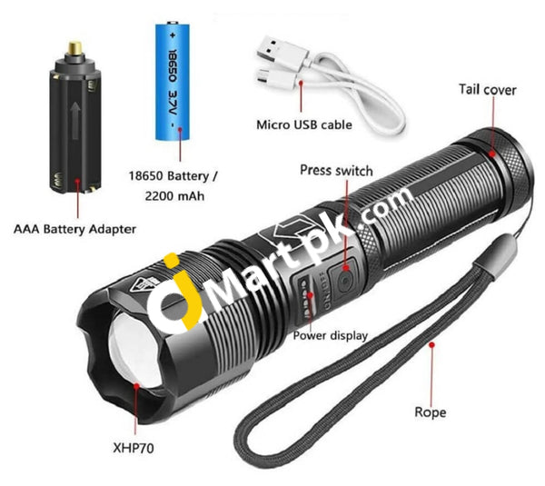 SYOSIN LED Rechargeable Tactical Flashlight with USB, Super Bright 100 ...