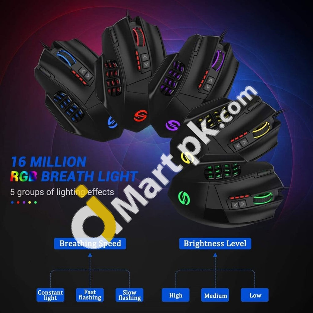 UtechSmart Venus Laser MMO Gaming Mouse 16400 DPI, Wired High Precisio ...