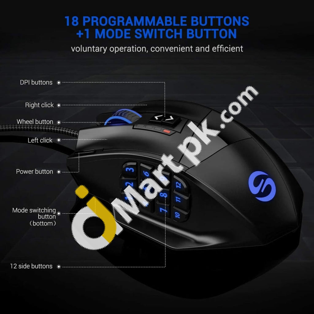 UtechSmart Venus Laser MMO Gaming Mouse 16400 DPI, Wired High Precisio ...