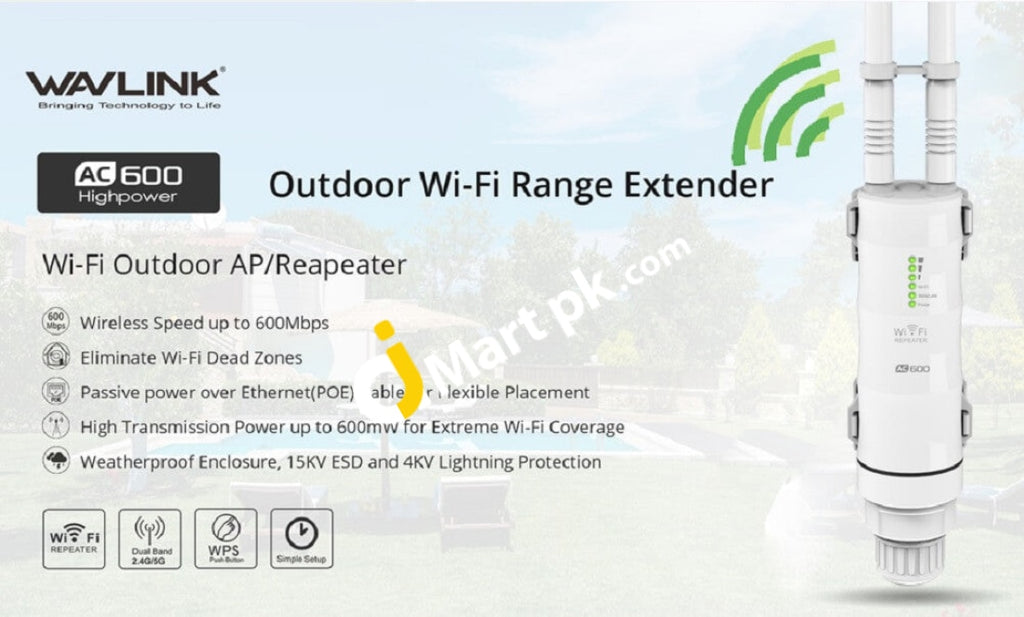 WAVLINK AC600 Outdoor WiFi Range Extender With PoE, Dual Band 2.4 + 5G ...