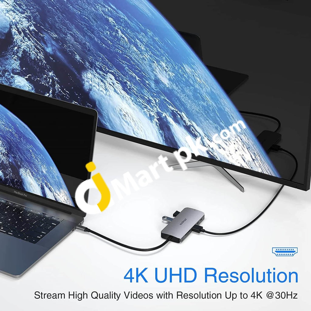 ZMUIPNG 9-in-1 USB-C Multiport Adapter Hub, with HDMI RJ45 USB2.0 PD U ...